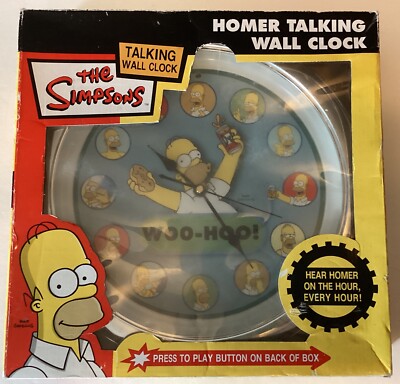 NIB The Simpsons Homer Talking Wall Clock 2004 Talk On the Hour Pacific ...