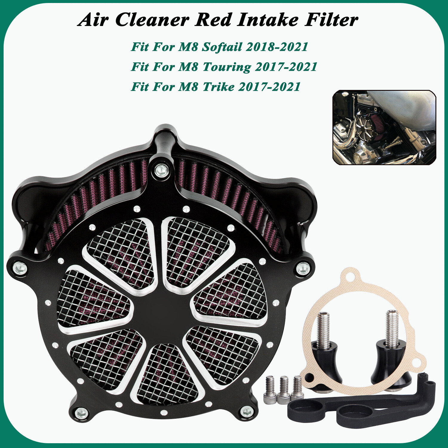 Air Cleaner Red Intake Filter Kit Fit For Harley Street Glide Special ...