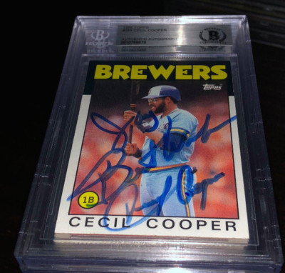 1986 Topps Autograph Issue Cecil Cooper Auto BAS Beckett Authenticated ...