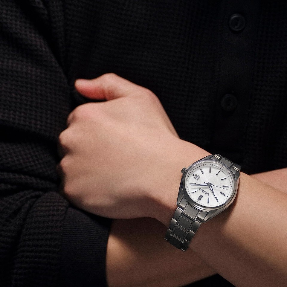 SEIKO Selection SBTM337 Titanium Pearl White Radio Solar Watch Men New ...