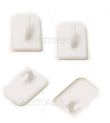 4 X SUPPORT HOOKS STICK-ON SELF ADHESIVE NET CURTAIN WIRE CENTRE FOR ...