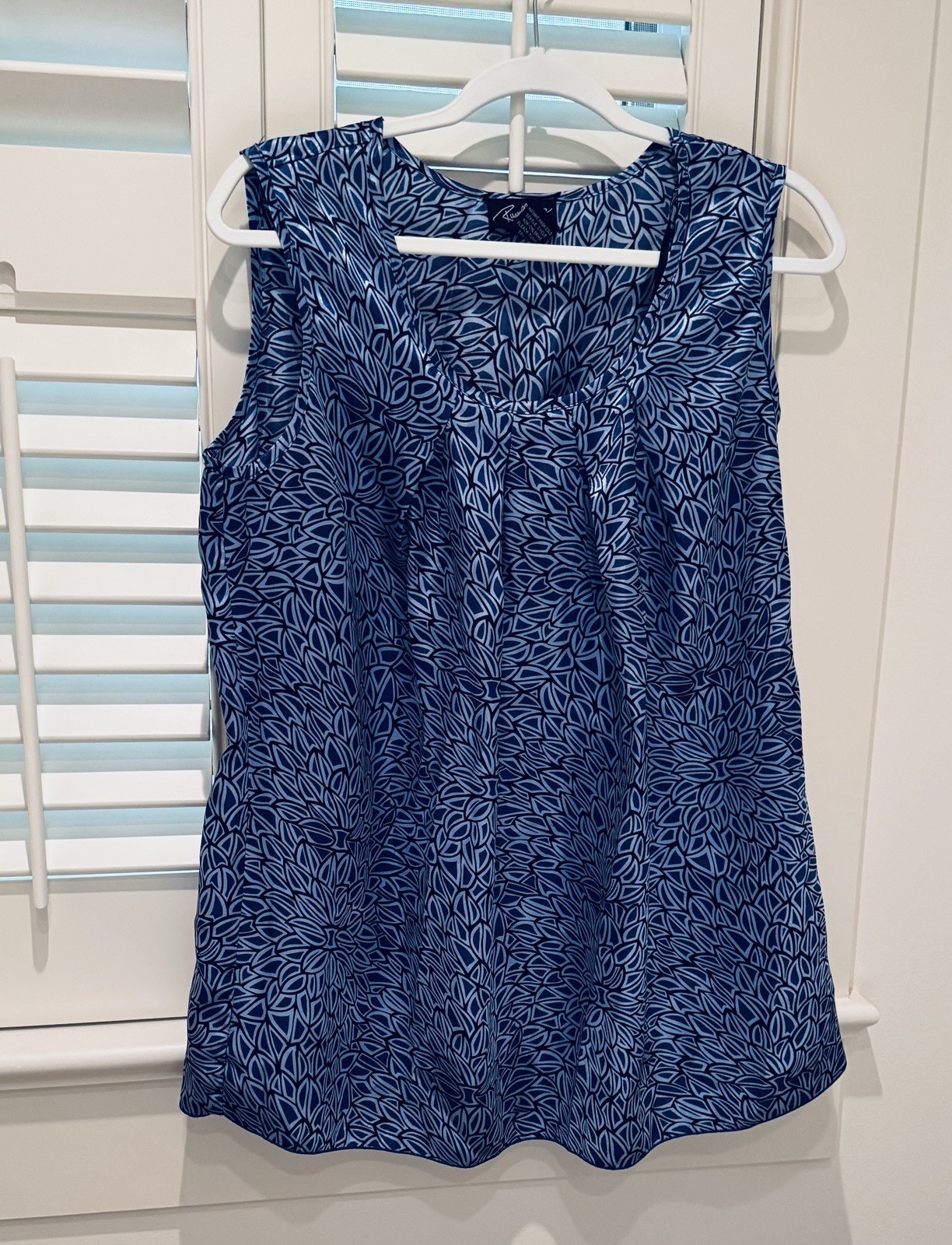 Russell Kemp New York Blue Satin Sleeveless Blouse To… - Gem