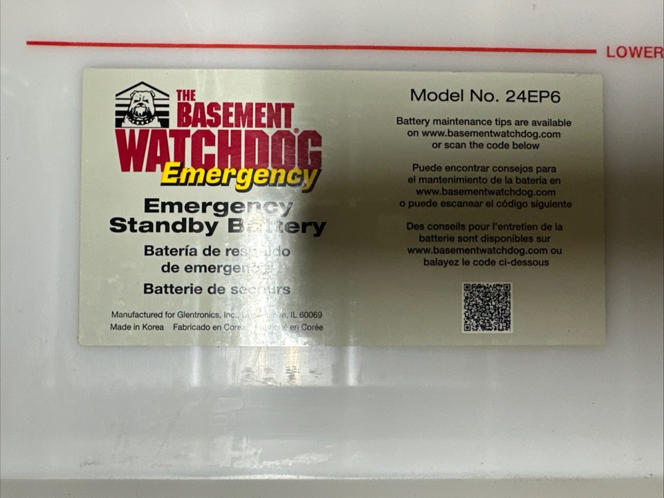 Basement Watchdog BATTERY STANDBY EMERGENCY BACK UP BATTERY 24EP6 new ...