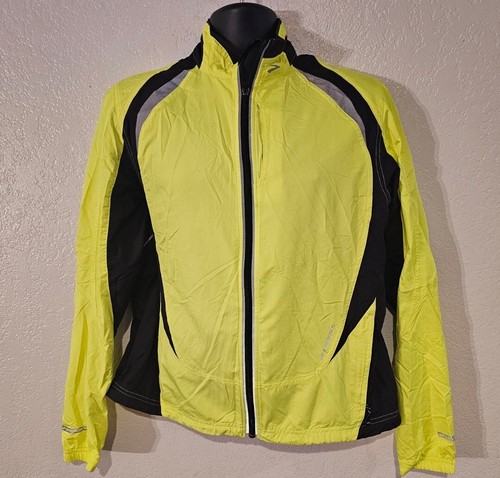 Brooks Windbreaker Womens L Running Jacket Coat Reflective Neon Yellow ...