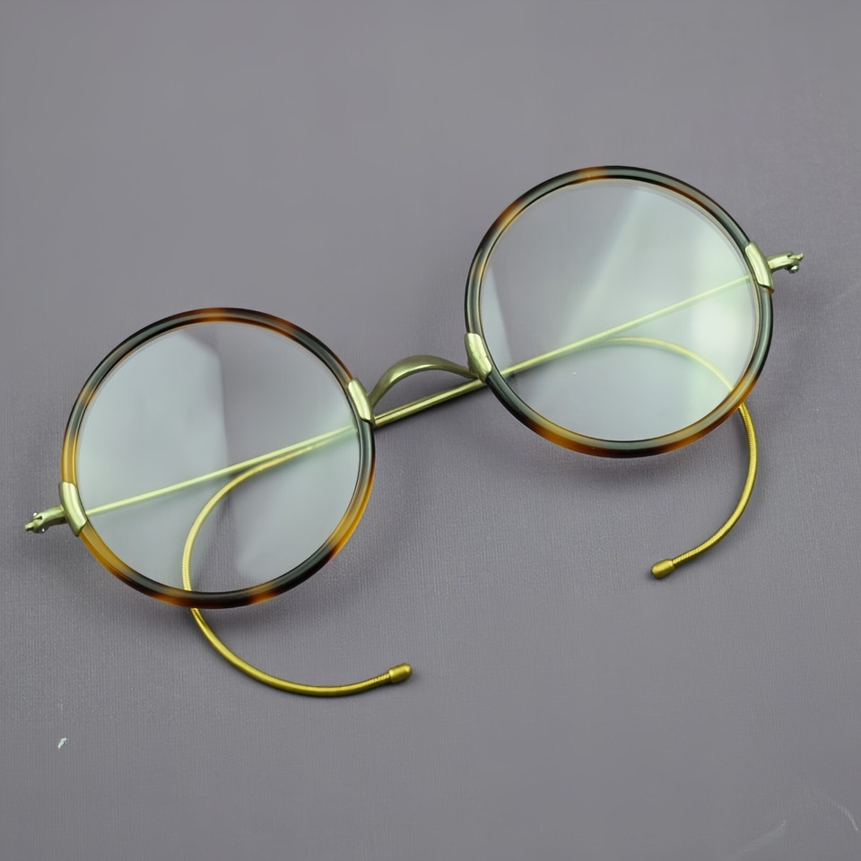 Round Retro Acetate Metal Old Vintage Antique Wire Eyeglasses Glasses ...