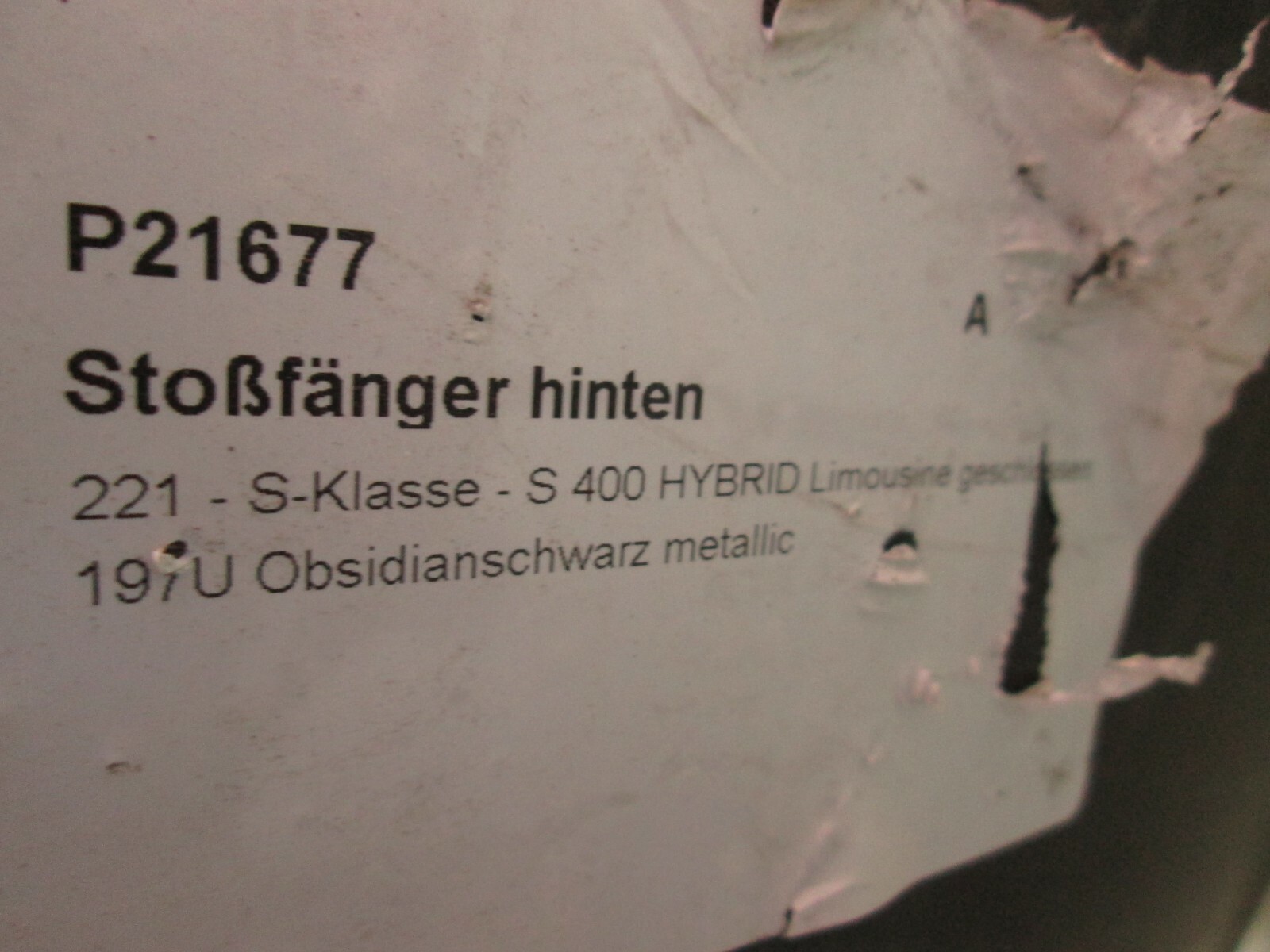 Mercedes Benz W221 S-Klasse Stoßfänger hinten A2218800340 Parktronic ...