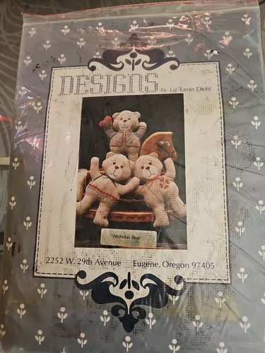 Design Works BEAR" NICHOLAS BEAR" Debbie Cook Counted Cross Stitch Kit ...