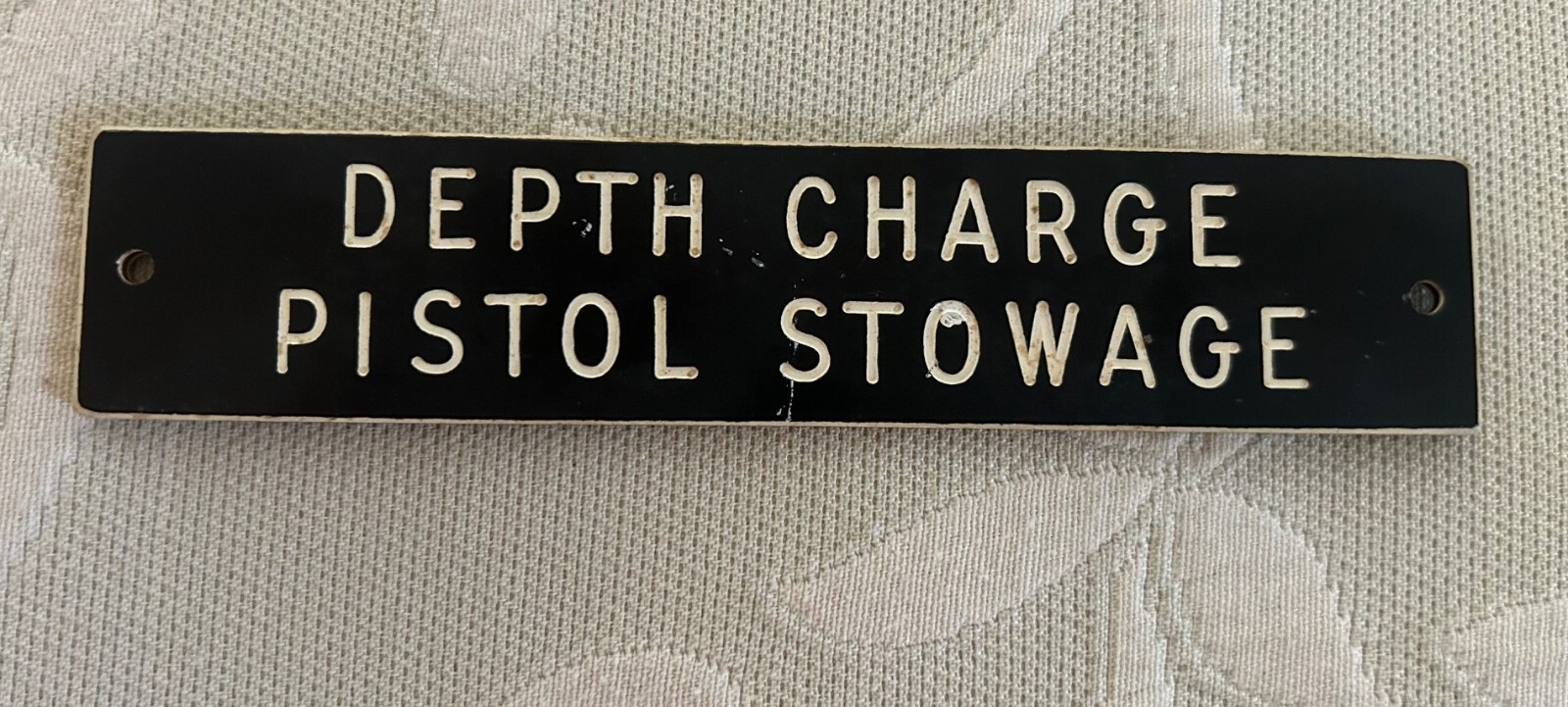 Vintage Military Door Sign: Depth Charge Pistol Stowage 7" x 1 3/8" | eBay