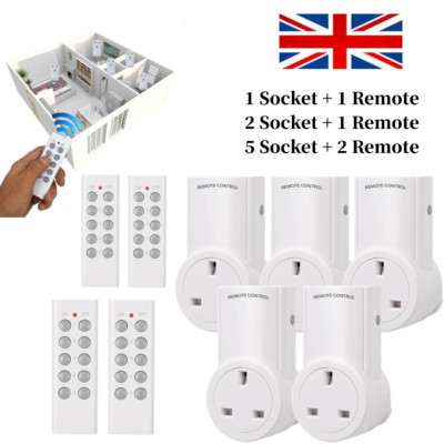 2-5 Remote Control Sockets Wireless Switch Home Mains Power Outlet Pack ...