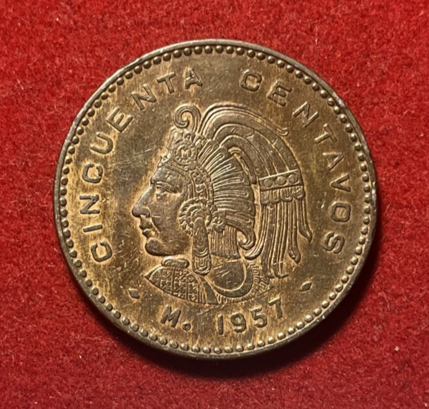 Mexico 1957 50 Centavos Bronze Coin KM#450 T5475a | eBay