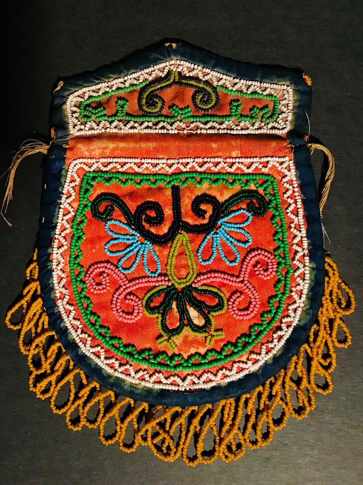 AWESOME 19th C SENECA / MICMAC BEADED BAG,INCREDIBLE SEED BEAD DESIGN ...