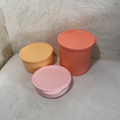 3 pc Tupperware Canister Set Basic Bright Rounds Kitchen / Bathroom ...