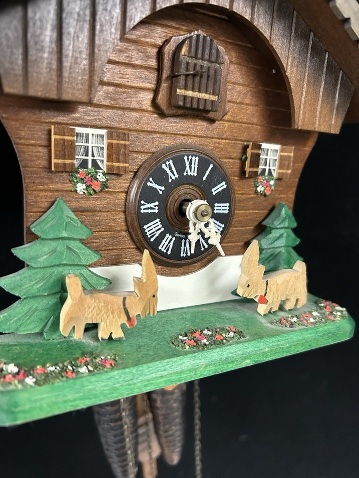 Lötscher Swiss Cuckoo Clock Goats At Play Millers Chalet Style Vintage ...