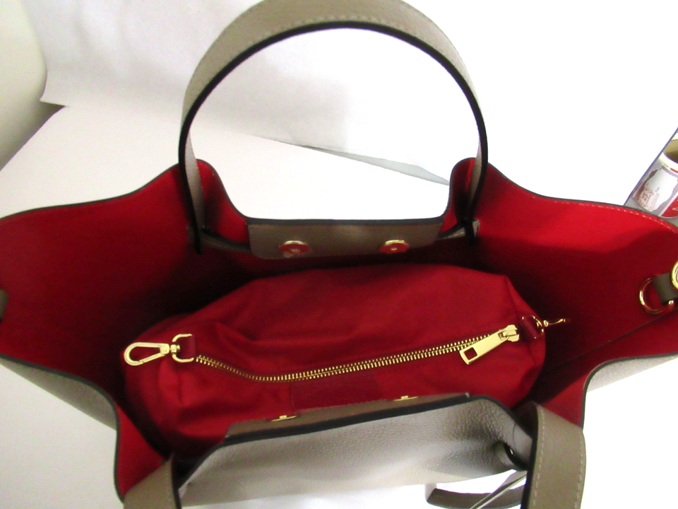 ITALIAN PEBBLED GRAIN LEATHER TRENDY HANDBAG TOTE BAG W/ POUCH - MADE ...
