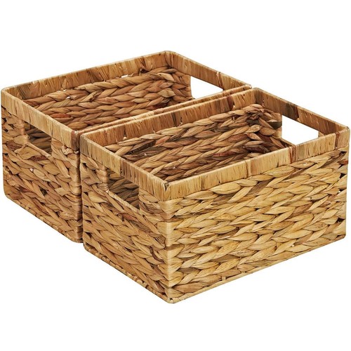 Rectangular Storage Basket 2PCS Water Hyacinth Baskets,Hand-Woven ...