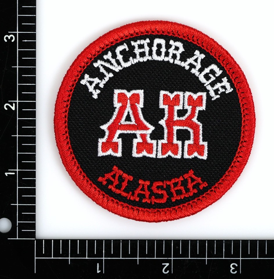 Anchorage Alaska Embroidered Patch Black/Red Iron-On Sew-On Jacket ...