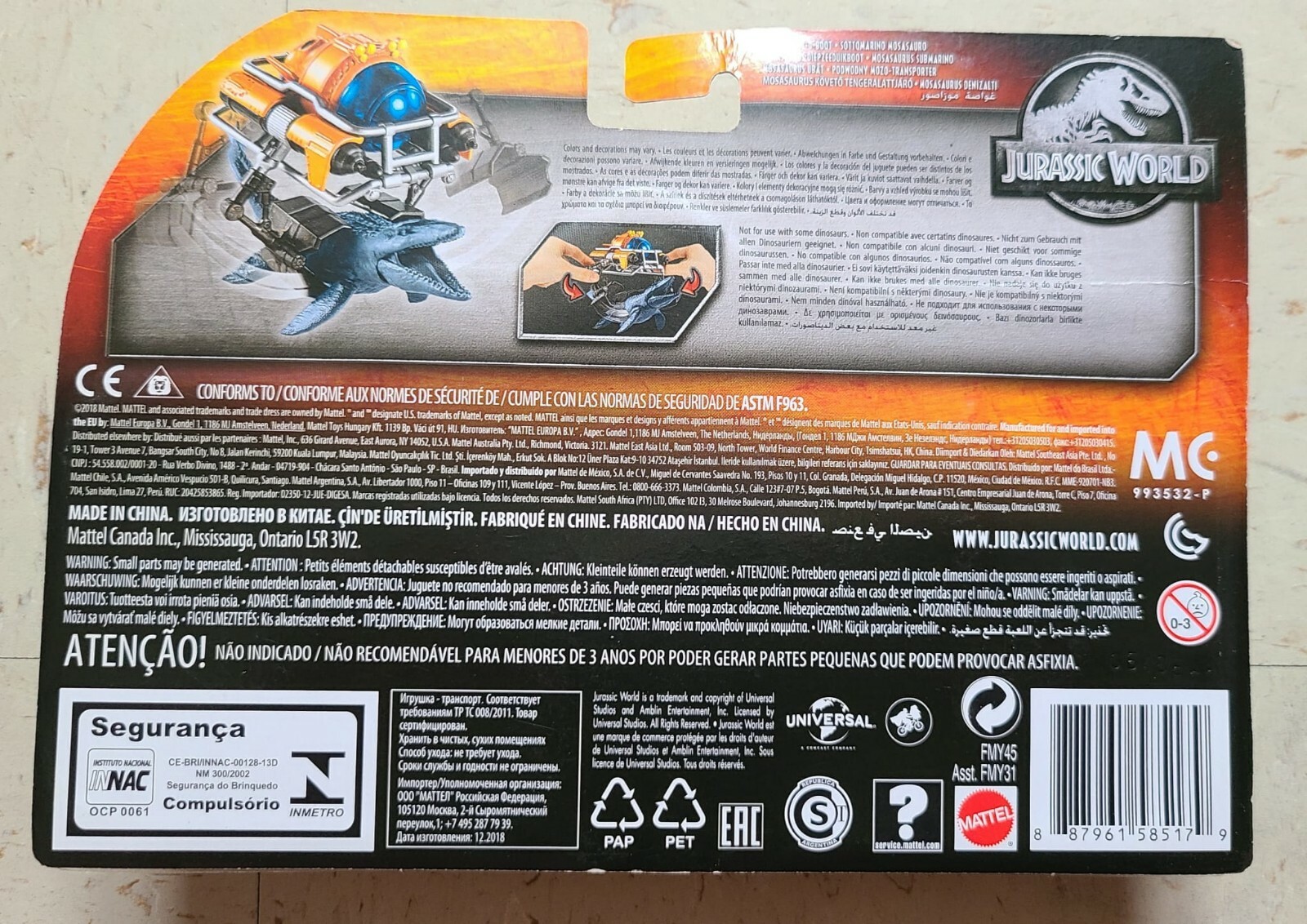 Jurassic World Park Matchbox Dino Rivals Mosasaur Mosasaurus Sea Sub ...