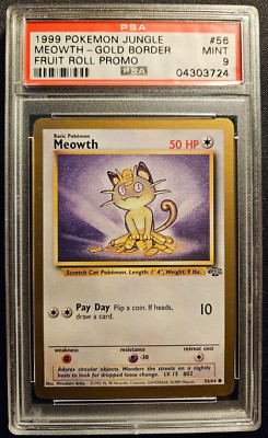 Meowth Gold Border Fruit Roll Promo PSA 9 Mint 1999 Graded Pokemon Card ...