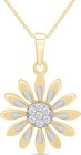 1/6ct Natural Diamond Daisy Pendant Chain Necklace 18" in 925 Sterling ...