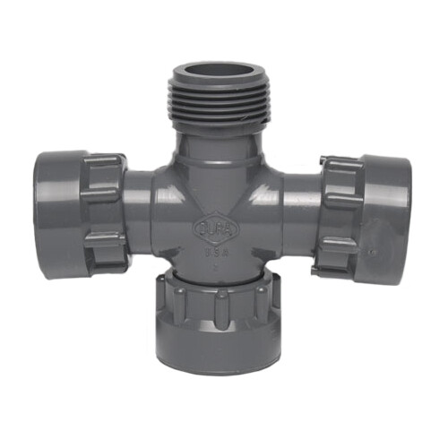 Dura 1" Swivel x Mipt x Swivel x Swivel Cross Gray Sch. 40 PVC 320-010 ...