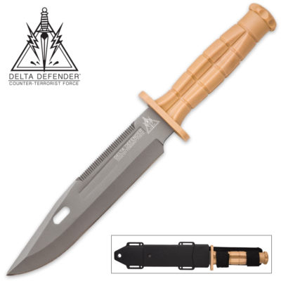Delta Defender Khaki Fixed Blade Knife 7" BK3922 NEW | eBay