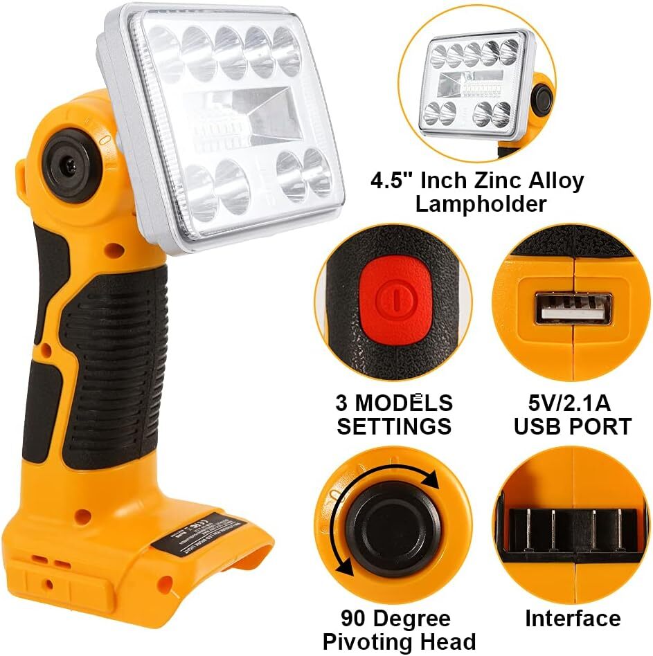 20V Flashlight for Dewalt 20V Max Lithium-ion Batteries 1000LM LED Work ...