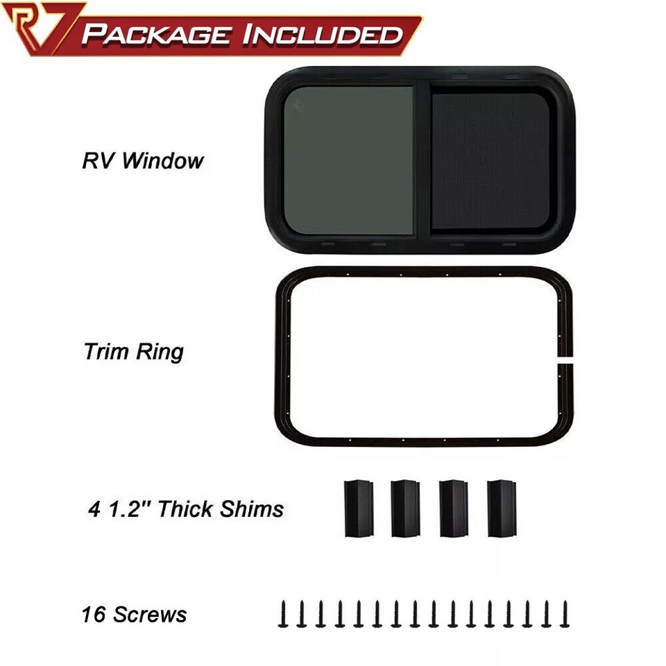 For RV Cargo Trailer 30"x20" Horizontal Slide RV Window w/ Trim Ring ...