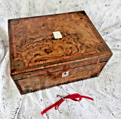 Antique Small/Ladies Walnut Inlaid Writing Slope c 1840 Secret draws ...