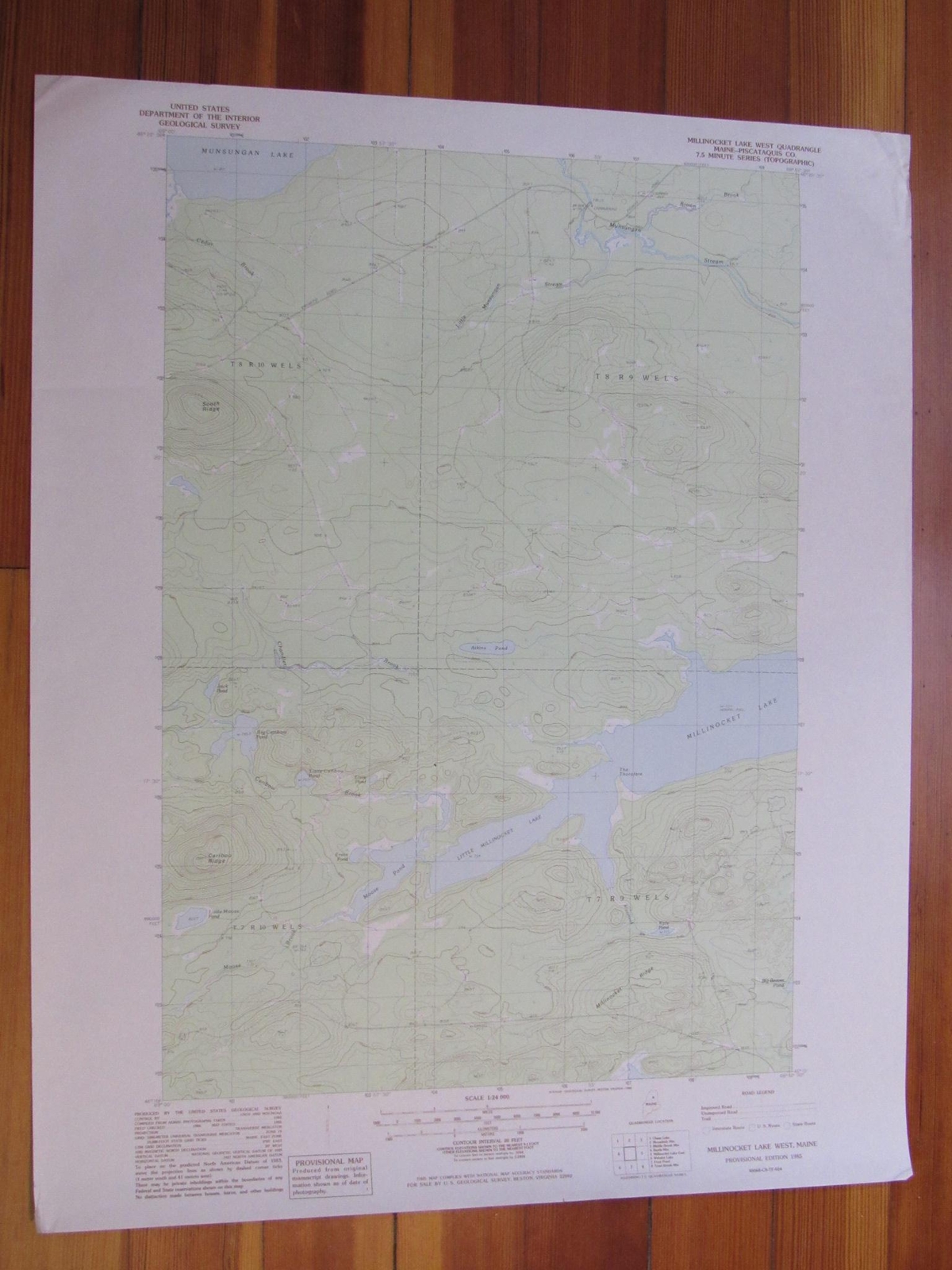 Millinocket Lake West Maine 1986 Original Vintage USGS Topo Map | eBay