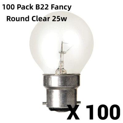 Bulk 100 Pack 25W Clear Fancy Round Light Globes / Bulbs Bayonet Cap ...