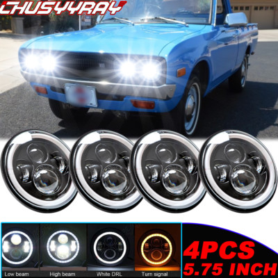 4PC 5 3/4" 5.75" Round LED Projector Headlights Hi/Low Sealed Beam Halo ...