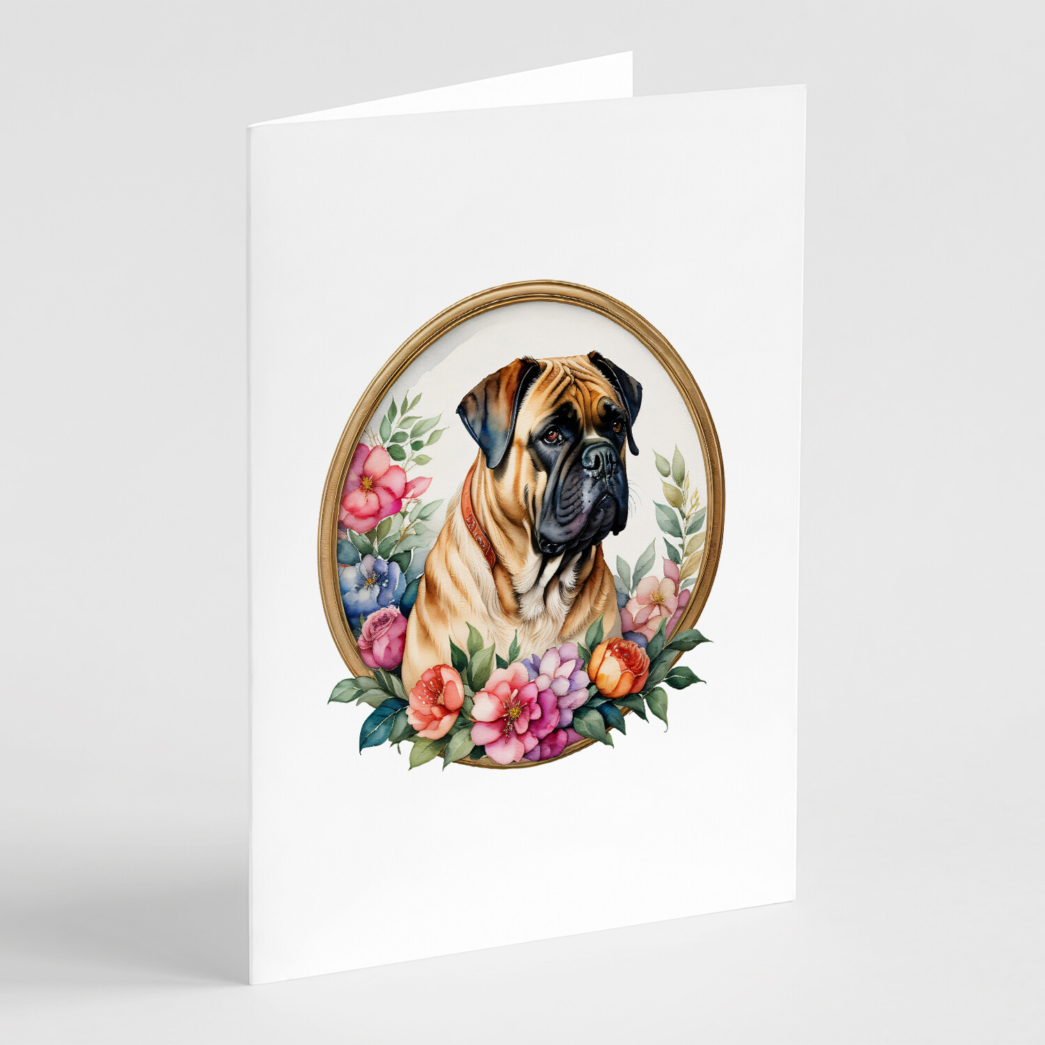 Bullmastiff and Flowers Greeting Cards and Envelopes Pack of 8 ...