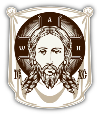 Face Of Jesus Orthodox Church Icon Religion Car Bumper Sticker Decal ...