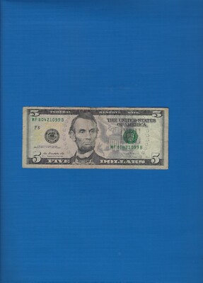 USA 2013 - 5 Dollar Banknote - MF 80421099 B - Circulated - District ...