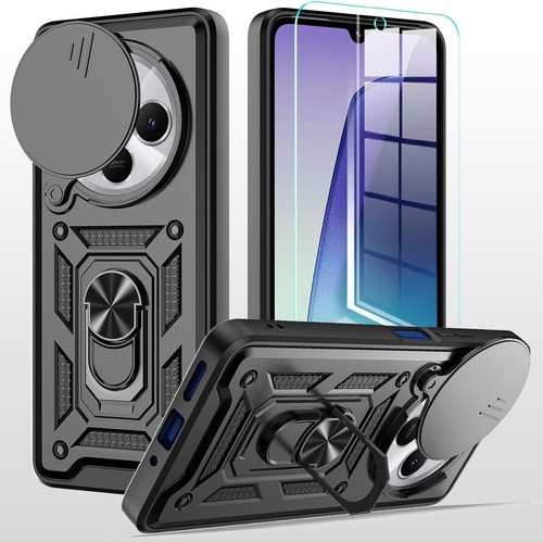 For Xiaomi Poco C75 Case, Shockproof Ring Phone Cover + Glass Screen ...