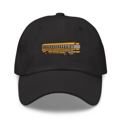 School bus embroidered black cap hat, yellow school bus cap hat, gift ...