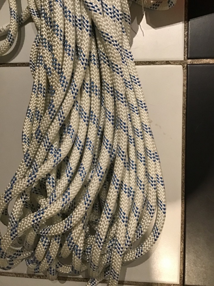 rope polyester braid size 11 mm length 30 metres white & blue new ...