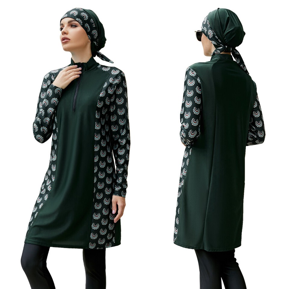 3pcs Full Cover Women Muslim Swimsuit Set Burkini Modest Swimwear ...