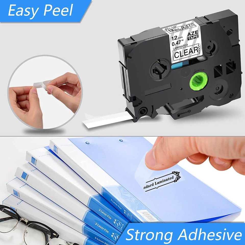 TZ-131 TZe-131 Black on Clear Label Tape 12mm For Brother P-touch PT ...