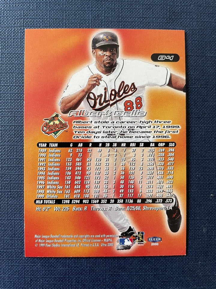 Albert Belle #84 Fleer Ultra 2000 Baltimore Orioles LSU Tigers Near ...