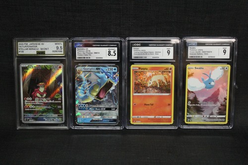 Lot of 4 Pokemon Slabs Swablu, Turtonator, Gyarados GX, Ponyta, CGC ...