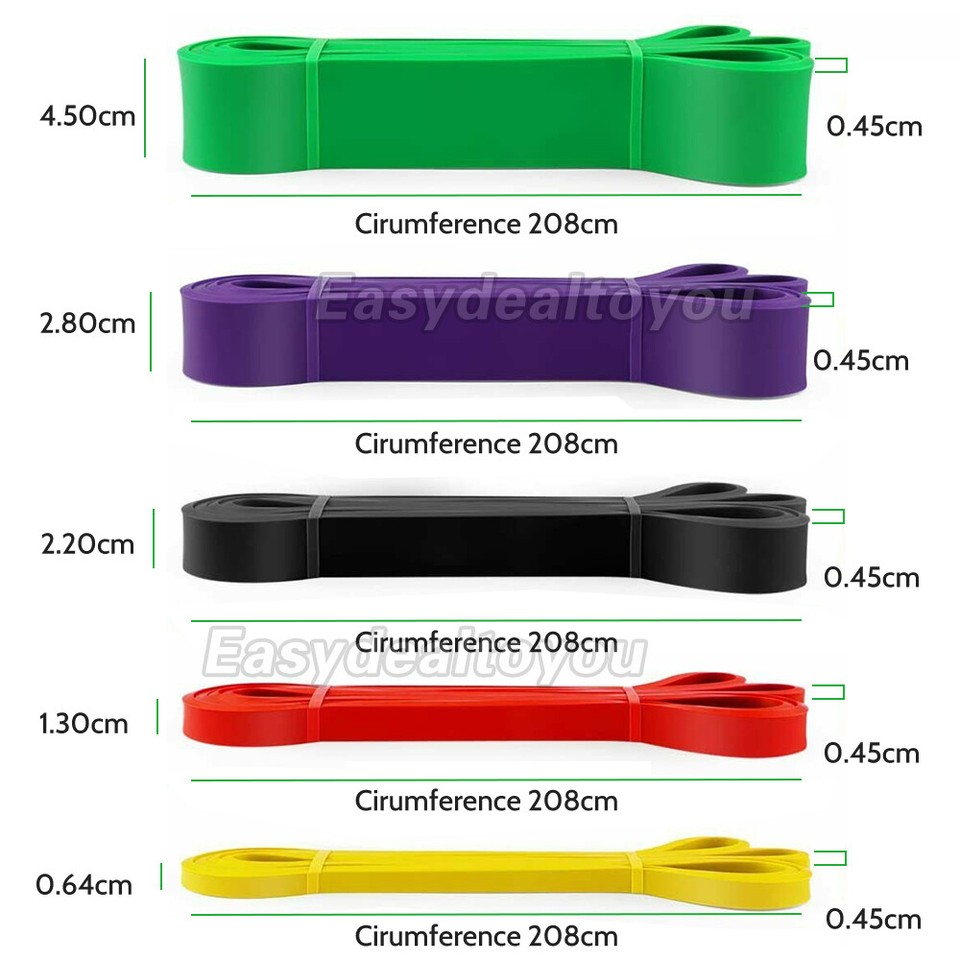 5pcs Set Heavy Duty Resistance Yoga Bands Loop Home Workout Gym Fitness ...