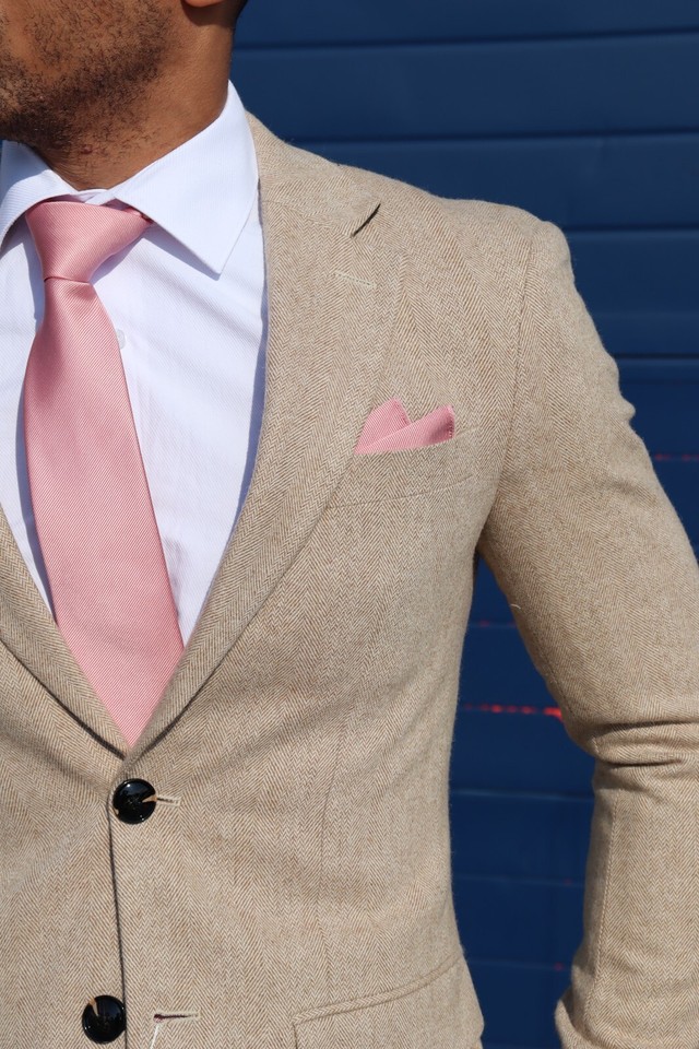 Men's Beige Tweed Three Piece Suit For Summer Weddings Proms & The ...