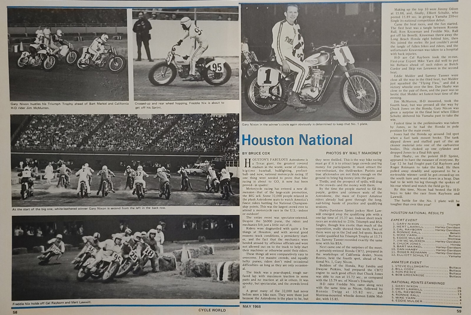 1968 2p Houston Motorcycle Race Print Ad Dick Mann Lawwill Gary Nixon ...