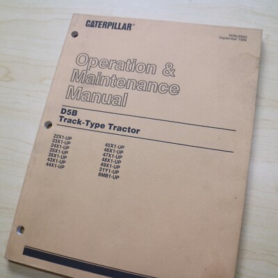 CAT Caterpillar D5B Tractor dozer crawler Operation Maintenance Owner ...