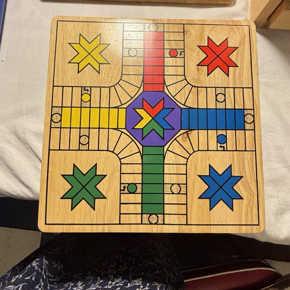 Vintage 6 in 1 Game Set In a Solid Wooden box 13”x13”x6” NO GAME PIECES ...