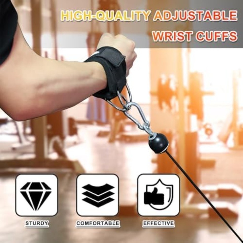 Strength Training Wrist Cuffs with Dual D Rings for Cable and Pulley ...