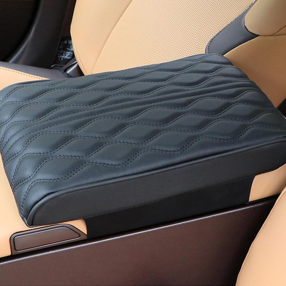 Car Center Console Cover, Leather Waterproof Vehicle Armrest Box Pad ...