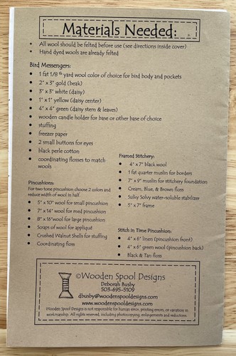 A Little Birdie Told Me ~ Wooden Spool Designs Wool Appliqué Sewing ...