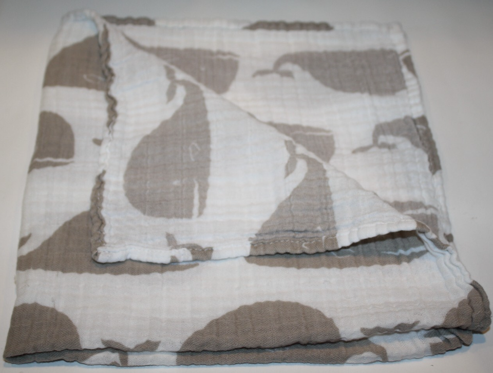 Milkbarn 21x 22" Gray Whale Cotton Muslin Baby Burp Cloth Security ...